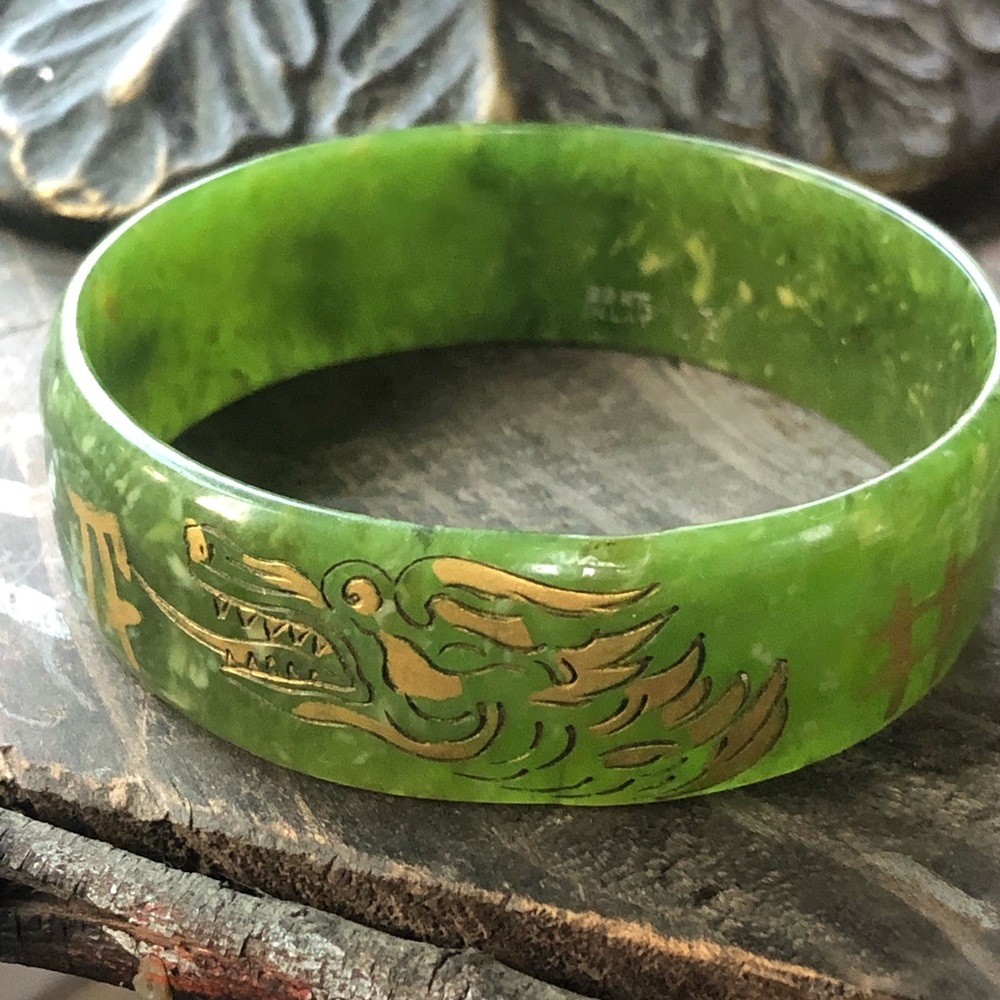 Antique Japanese Dragon Celluloid 22k Inlay - Gem